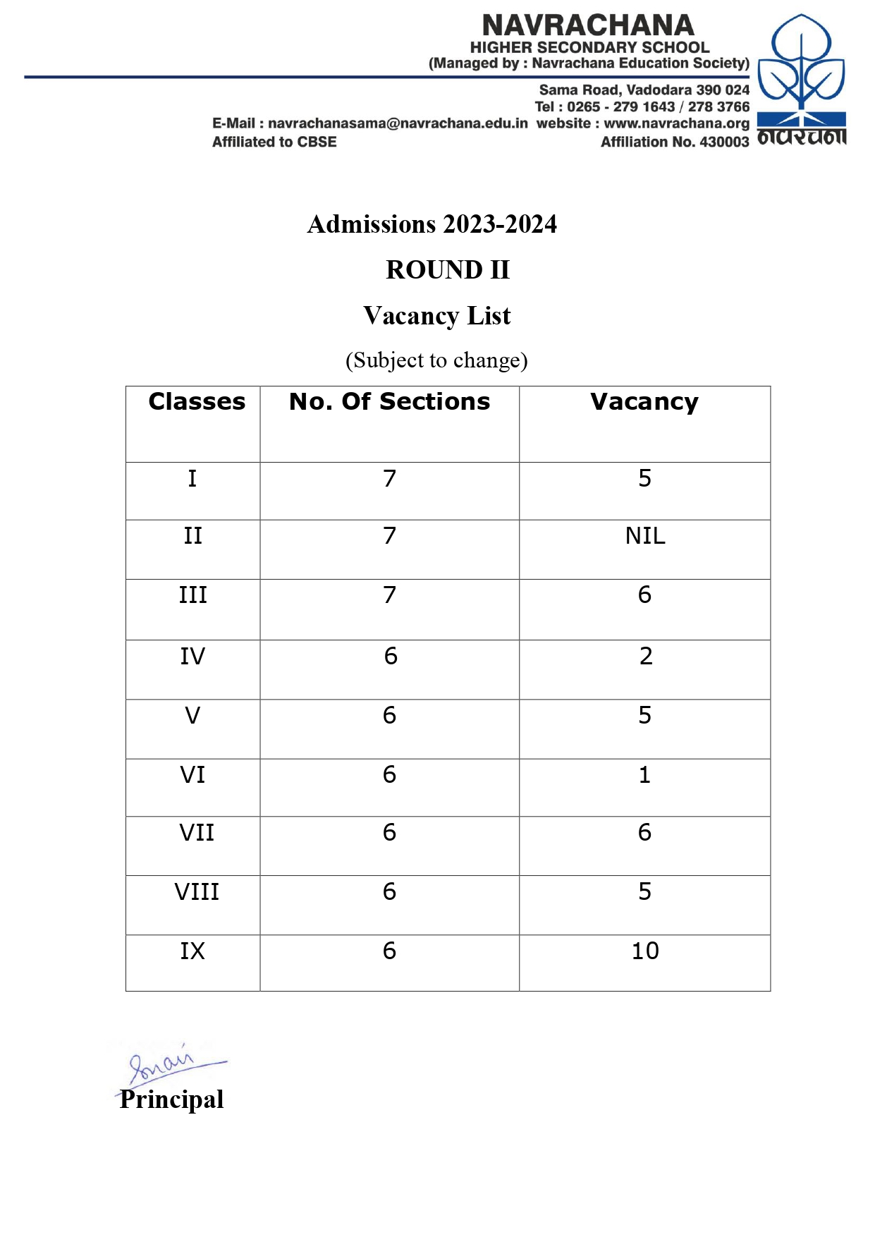 Admissions – Navrachana Higher Secondary School